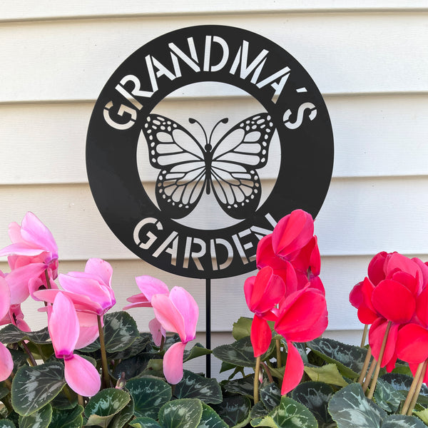 Personalized Metal Garden Stake - Butterfly Garden Decor - Raw Rutes