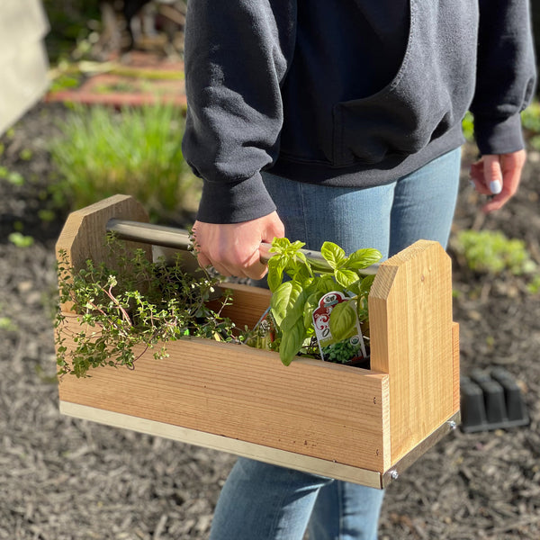 Garden Caddy - Cedar Tool Box with Handle - Raw Rutes